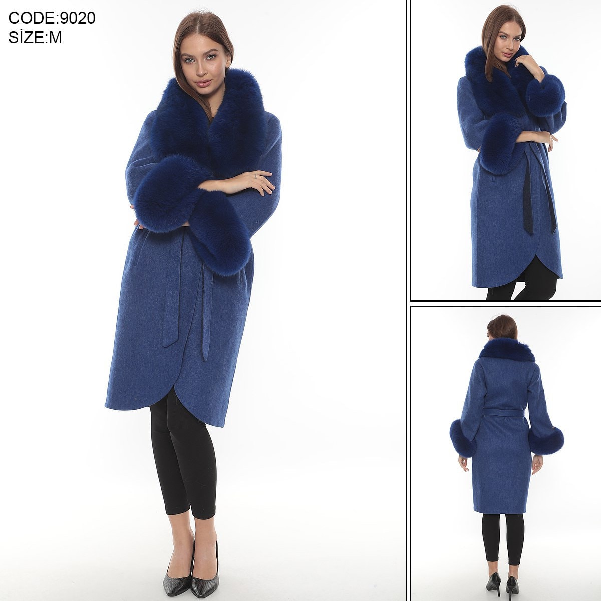 Elegant Blue Wool Coat Women, Women Winter Coat, Cashmere Winter Coat ...