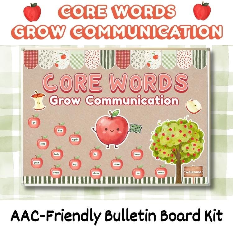 Core Words Communication Bulletin Board | AAC Speech Therapy Apple ...