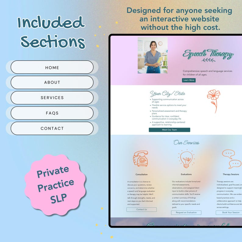 Editable Google Site Template for SLP Private Practice Website - Etsy