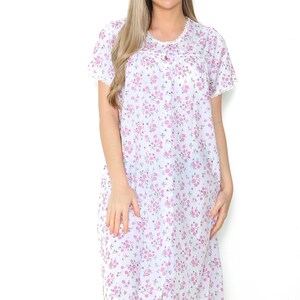 Marlon Button Front Opening Nightie Woven Polycotton Ladies Summer ...