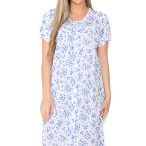 Marlon Button Front Opening Nightie Woven Polycotton Ladies Summer ...
