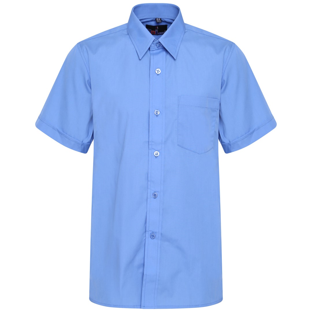 Boys Children Kids School Uniform Shirt Short Sleeve Blue Colour - Etsy