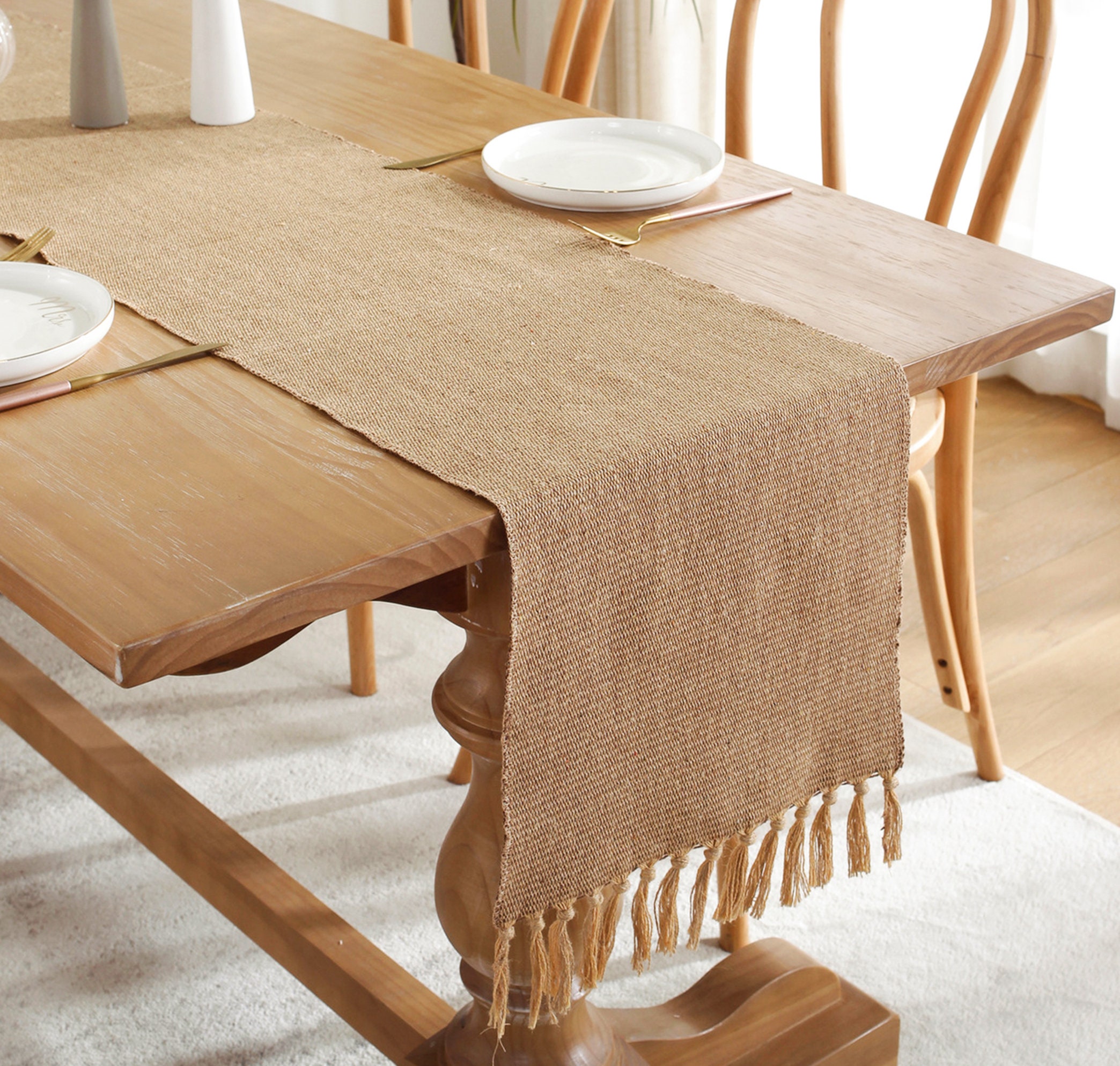 Boho Table Runner, Rustic Table Runner, Linen Farmhouse Table Decor ...