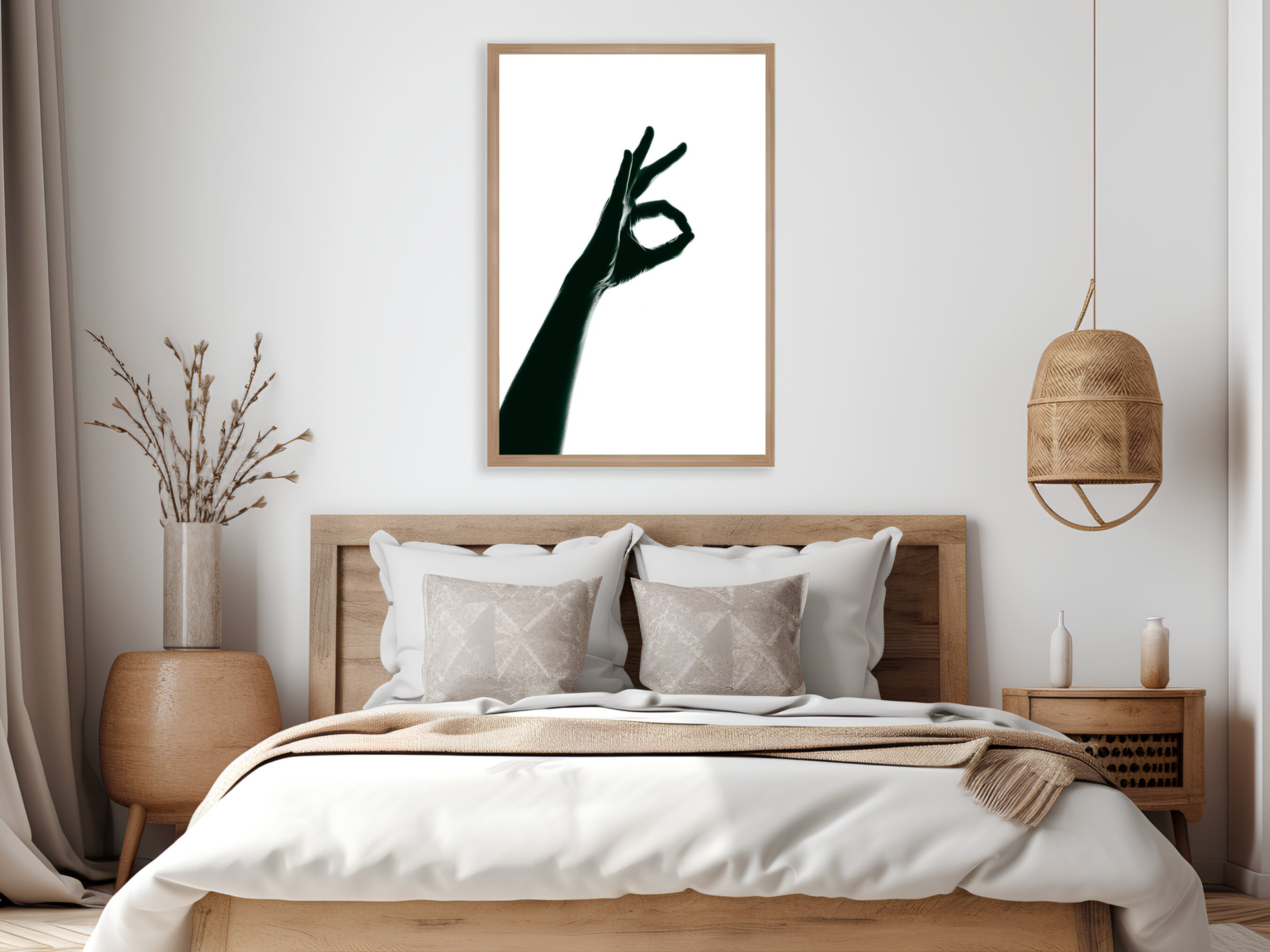 Perfect Hand Gesture Poster, Ok Hand Wall Art, Diving Art Print, Black ...