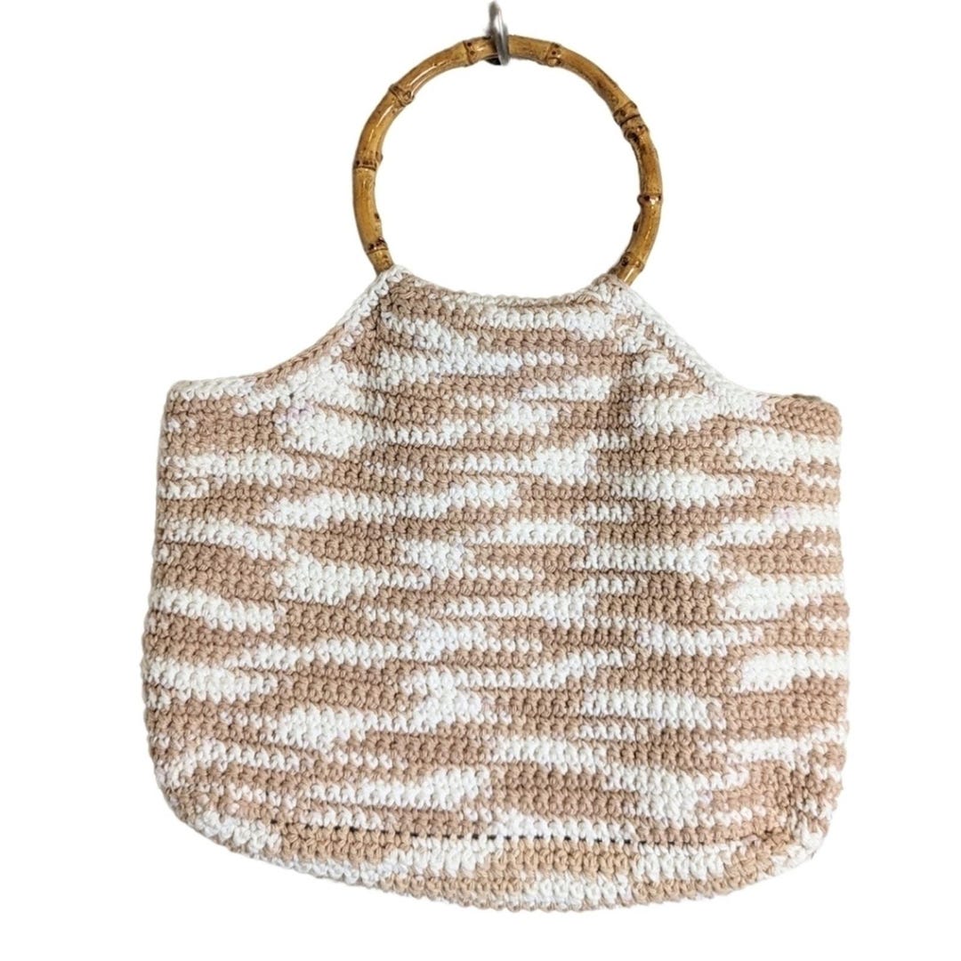 Boho Cottagecore Knit Handbag Floral Interior Wood Handle - Etsy