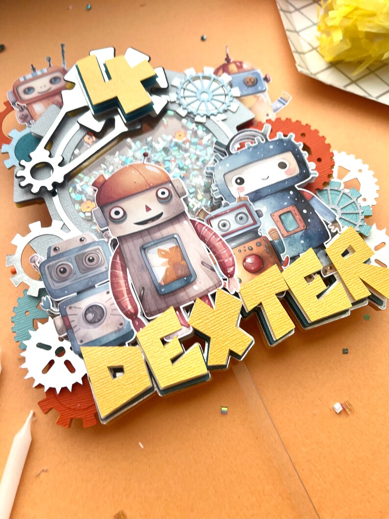 Robots | Robot Cake Topper | Robot Birthday Decoration | Robot Party ...