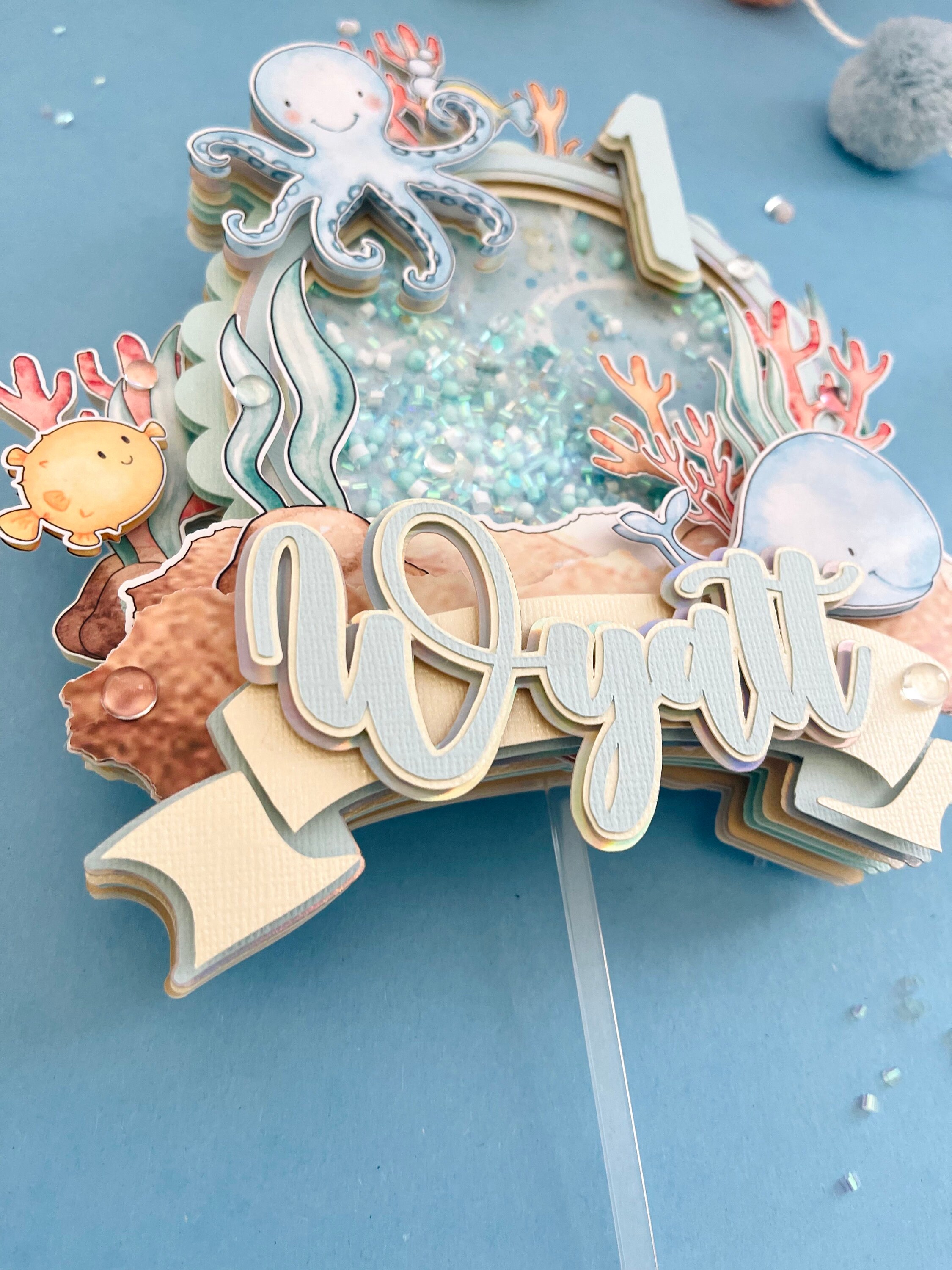 Under the Sea Shaker Cake Topper | Watercolor Ocean Birthday Cake ...