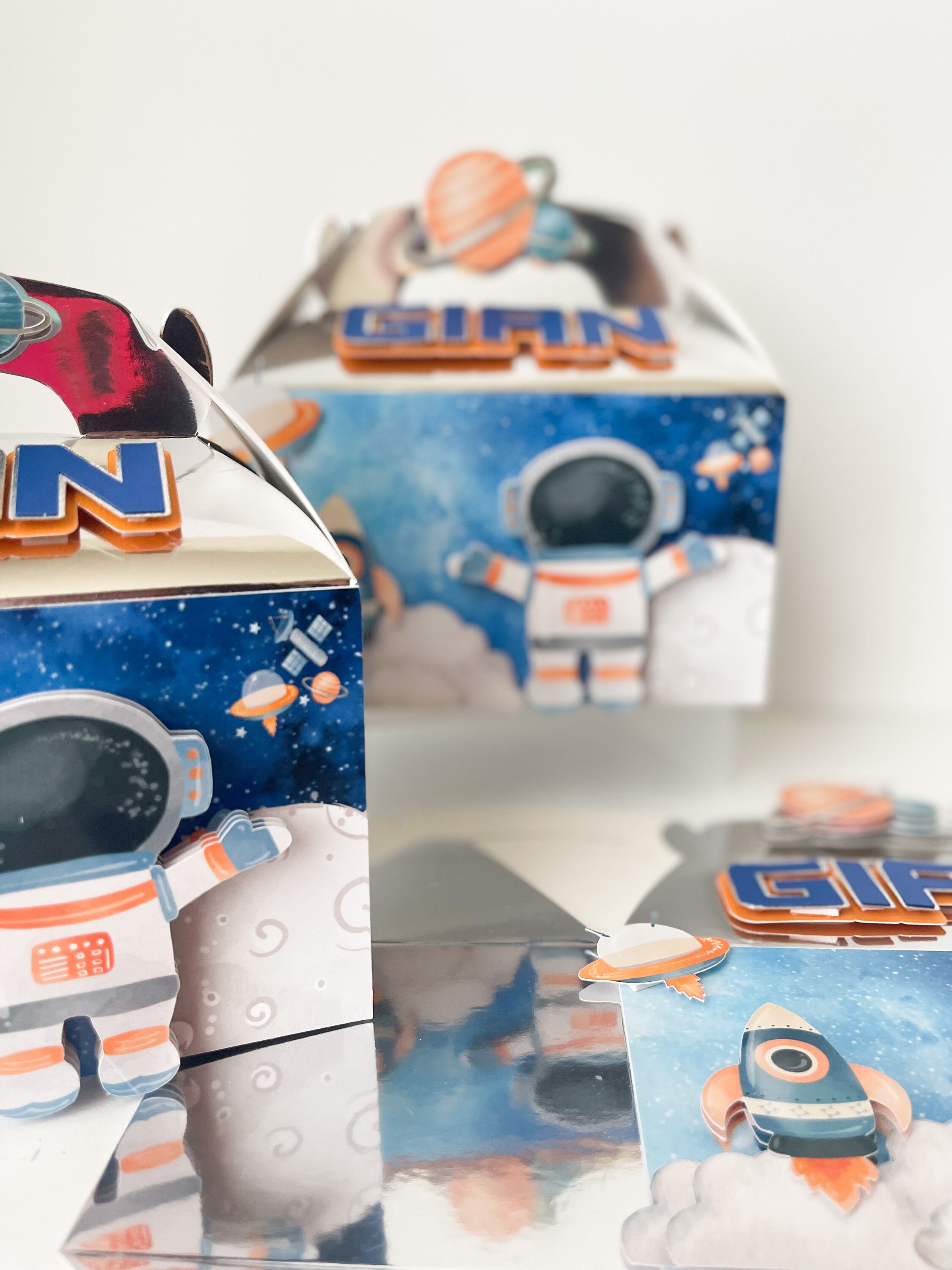 Outer Space Gable Box First Trip Around Astronaut Favor Box Space ...