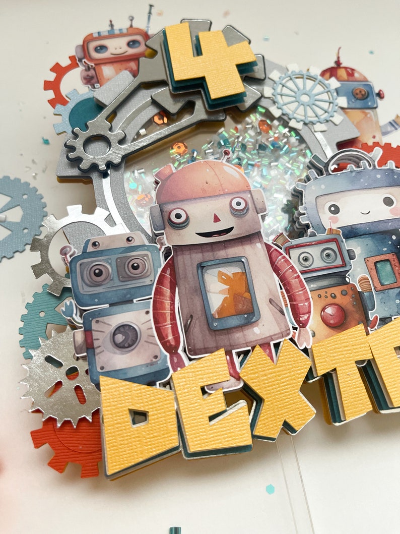 Robots | Robot Cake Topper | Robot Birthday Decoration | Robot Party ...