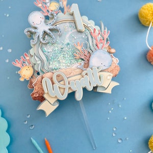 Under the Sea Shaker Cake Topper | Watercolor Ocean Birthday Cake ...
