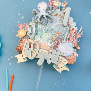 Under the Sea Shaker Cake Topper | Watercolor Ocean Birthday Cake ...