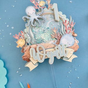 Under the Sea Shaker Cake Topper | Watercolor Ocean Birthday Cake ...