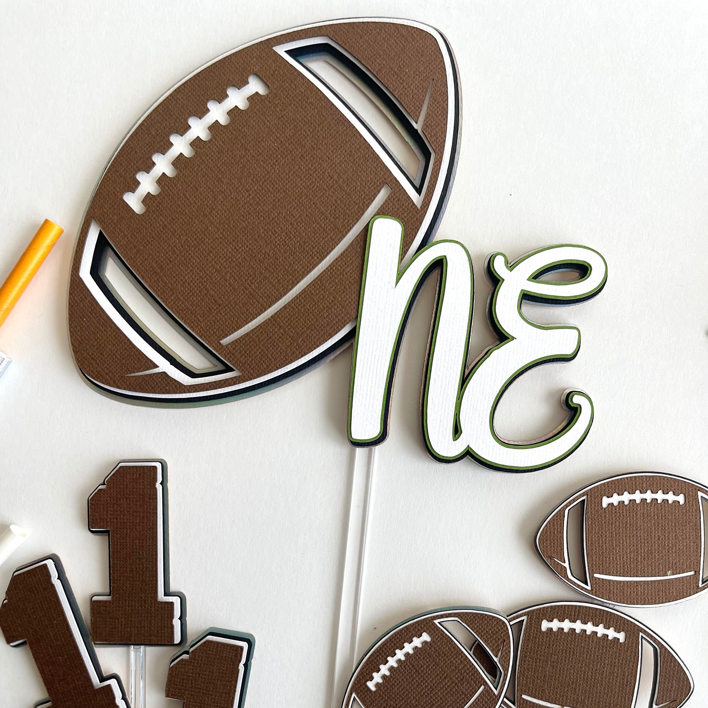 Football Cake Topper Layered Football Football Birthday Bash Football ...