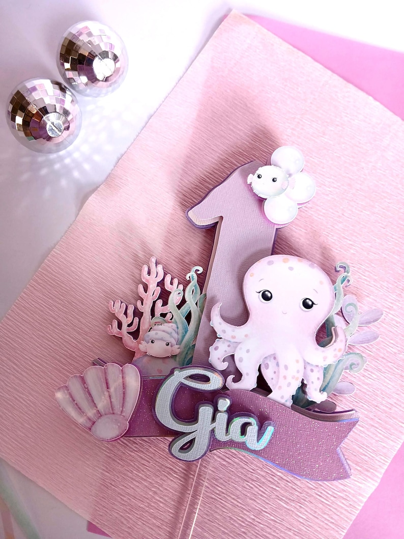 Under the Sea Cake Topper | Under the Sea One Birthday | Purple Sea ...