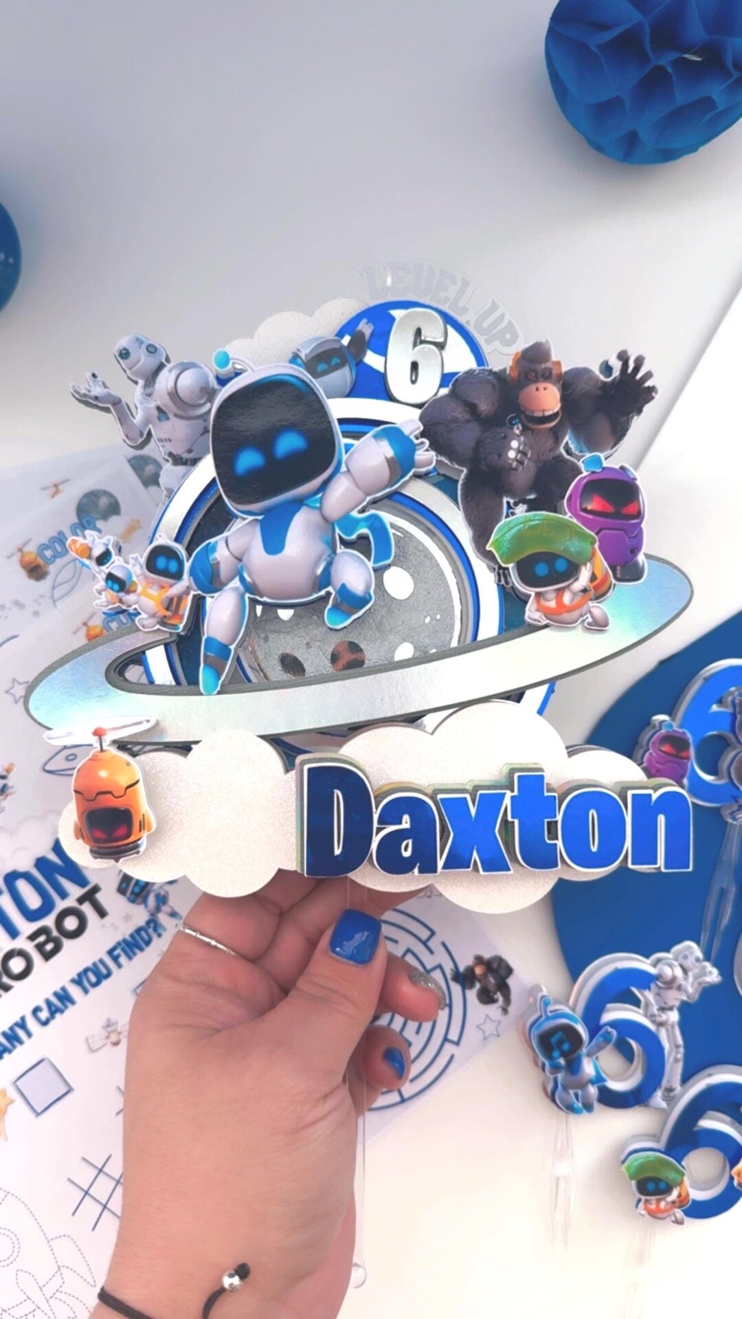 Astro Robot Gamer Cake Topper | 3D Layered Video Game Birthday Cake ...