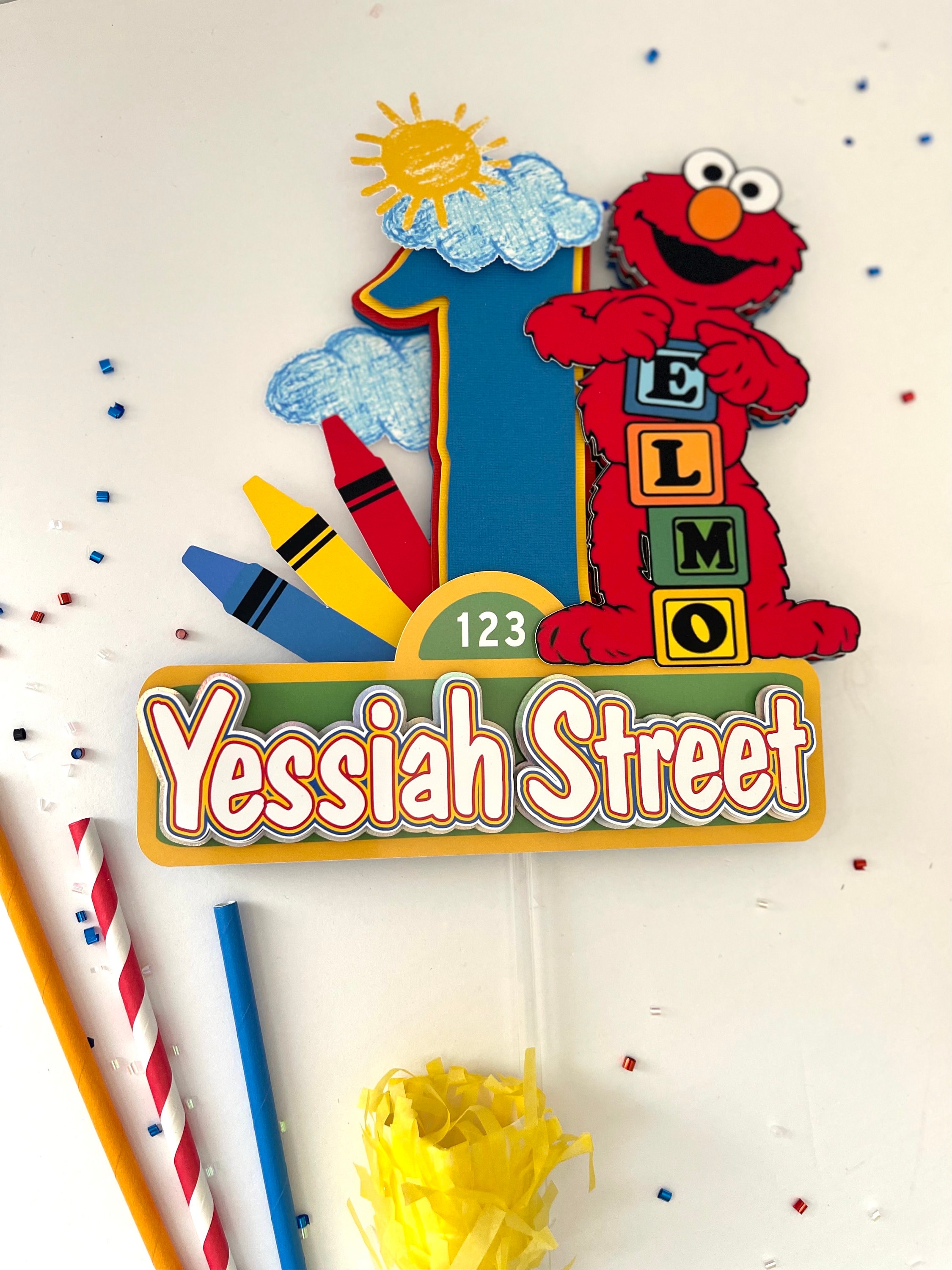 Elmo Cake Topper Sesame Street Topper One Birthday Elmo - Etsy