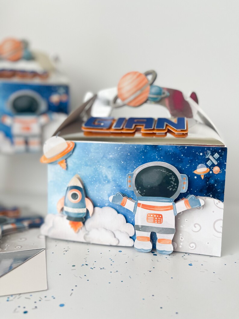 Outer Space Gable Box First Trip Around Astronaut Favor Box Space ...