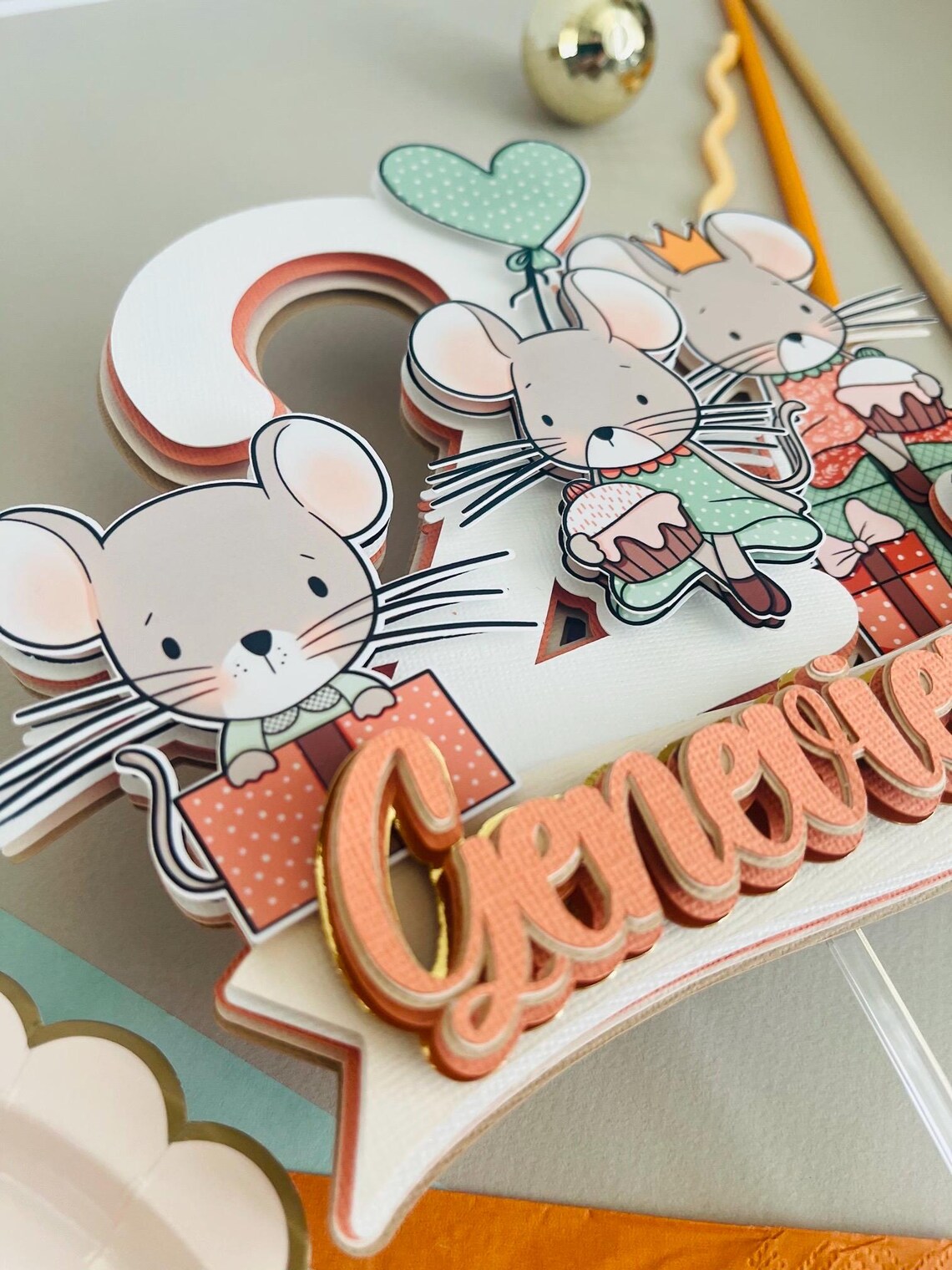 Mice Cake Topper | Mice Birthday Party Layered Cake Topper | Mice Party ...
