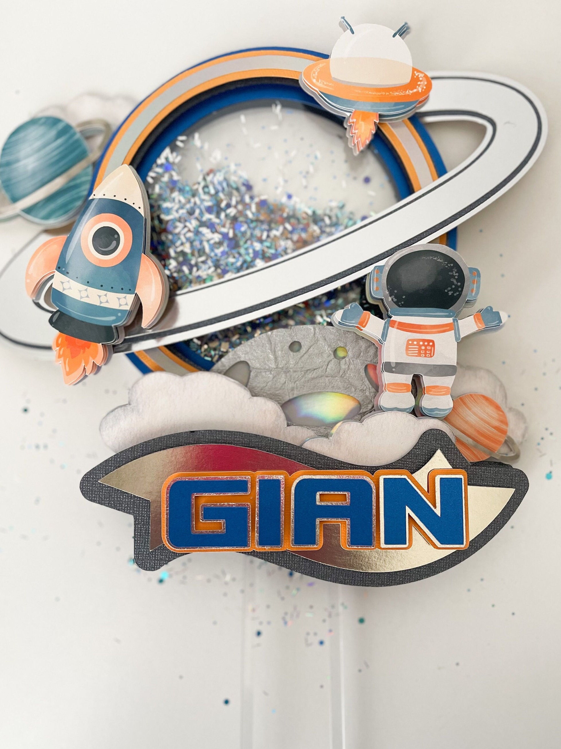 Outer Space Cake Topper Shaker First Trip Around Astronaut - Etsy