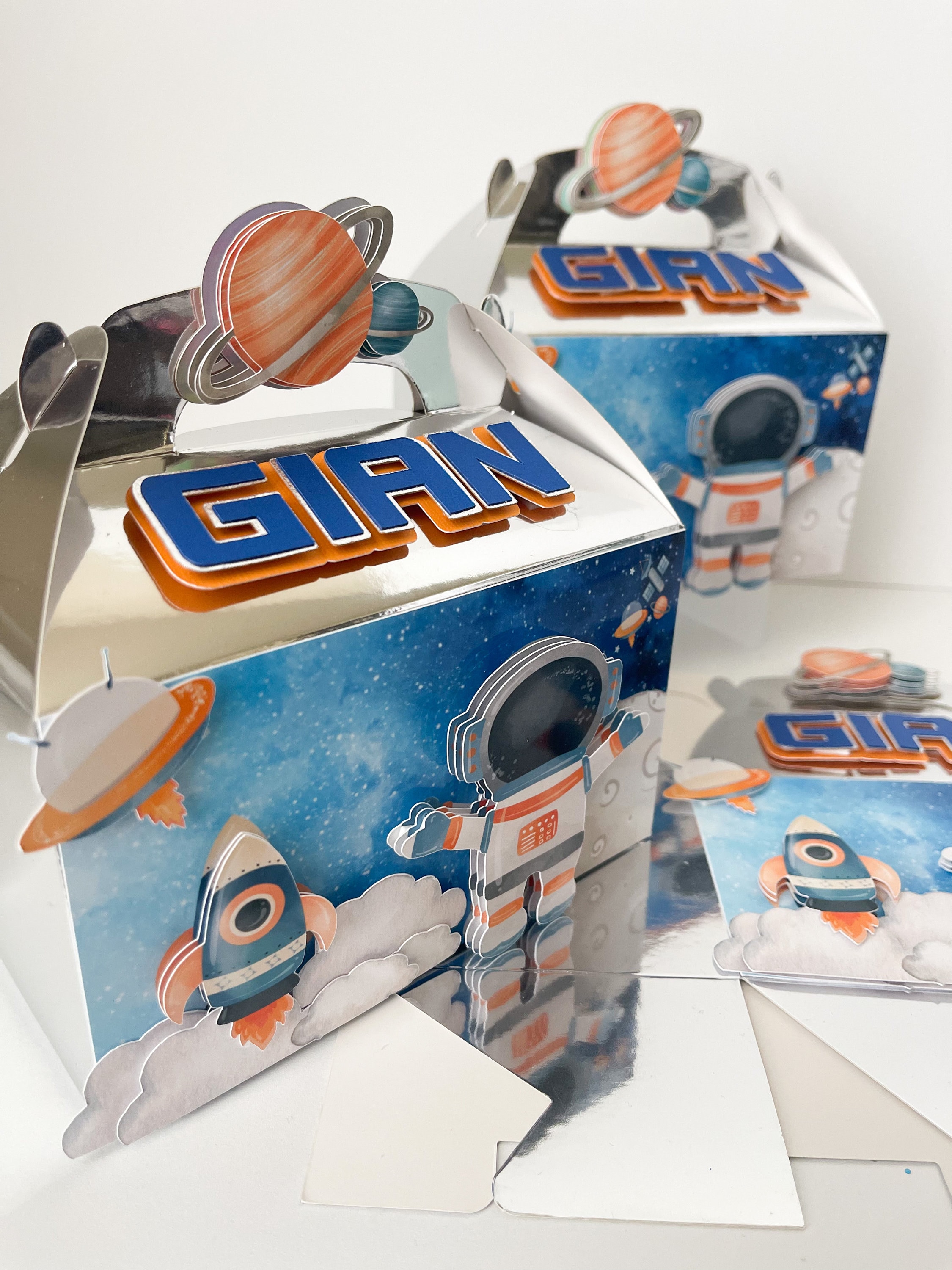 Outer Space Gable Box First Trip Around Astronaut Favor Box Space ...