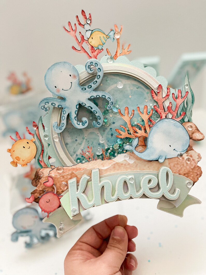 Under the Sea Shaker Cake Topper | Watercolor Ocean Birthday Cake ...