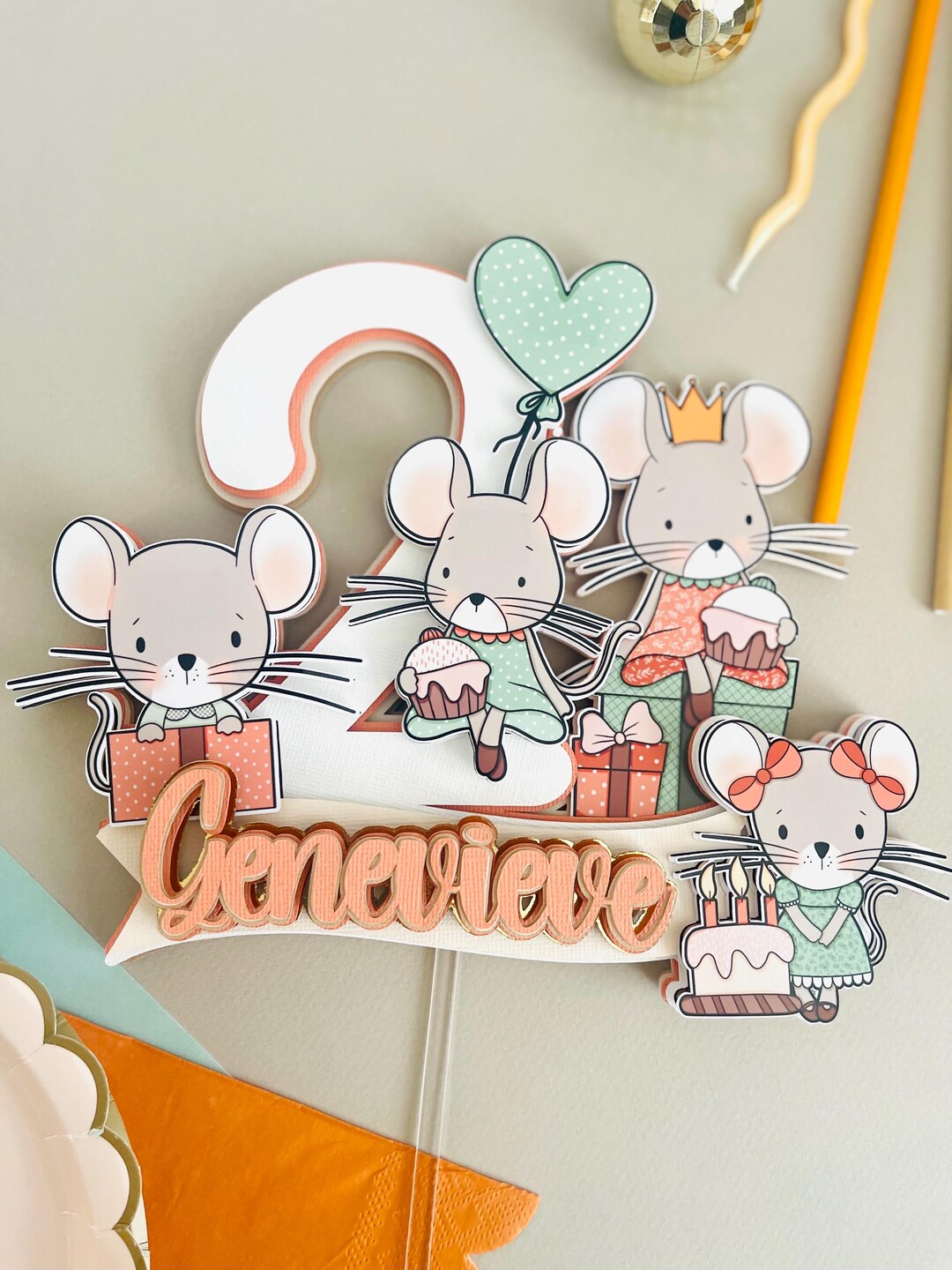 Mice Cake Topper | Mice Birthday Party Layered Cake Topper | Mice Party ...