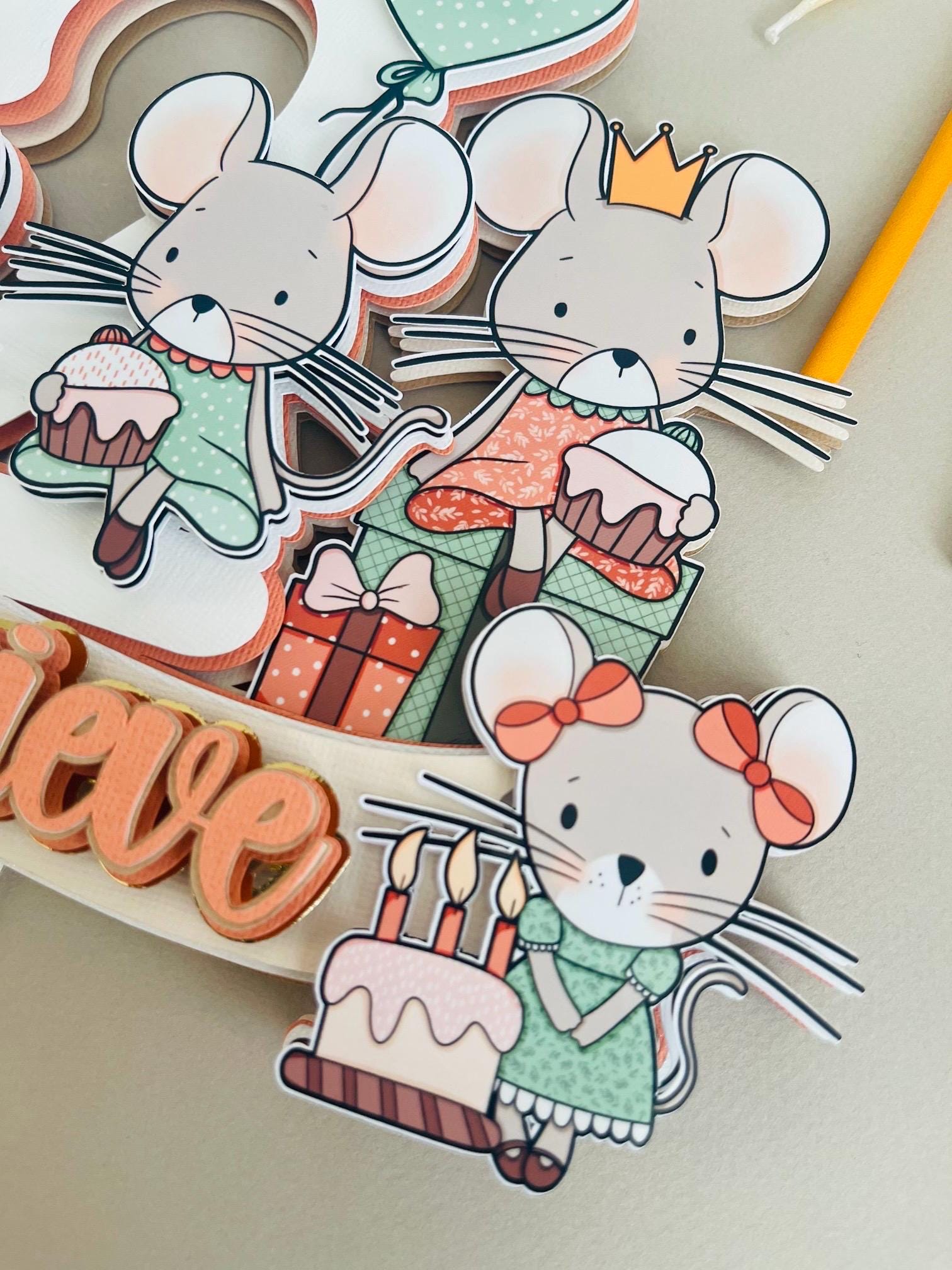 Mice Cake Topper | Mice Birthday Party Layered Cake Topper | Mice Party ...