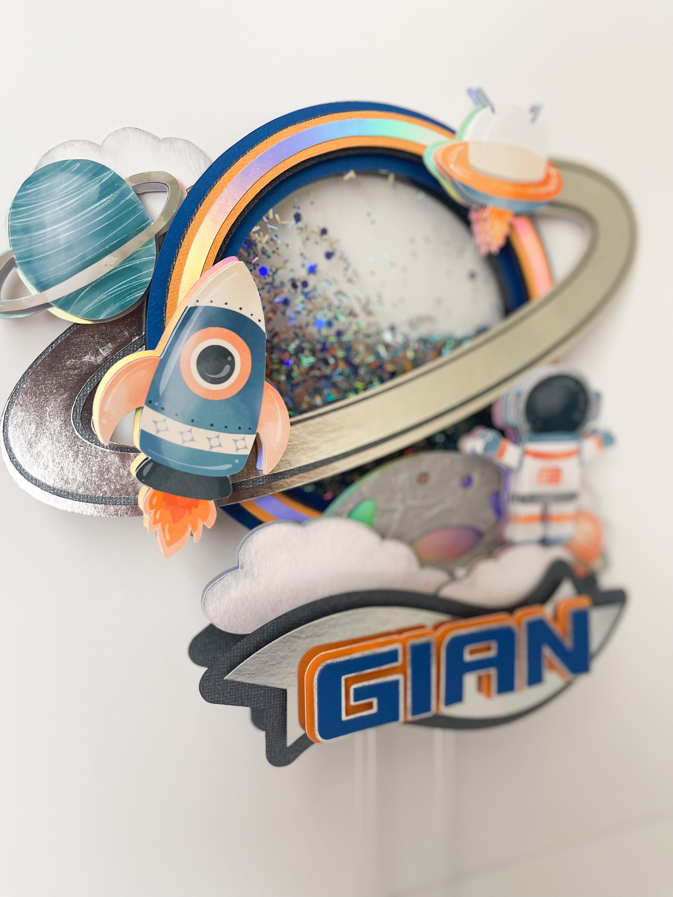 Outer Space Cake Topper Shaker First Trip Around Astronaut - Etsy