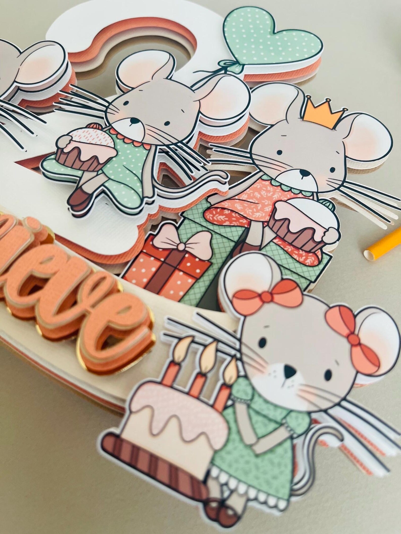 Mice Cake Topper | Mice Birthday Party Layered Cake Topper | Mice Party ...