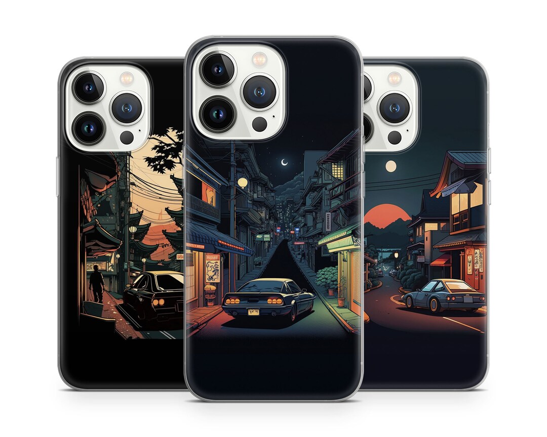 Japanese JDM Drift Car Anime Night City Phone Case for iPhone 14 13 Pro ...