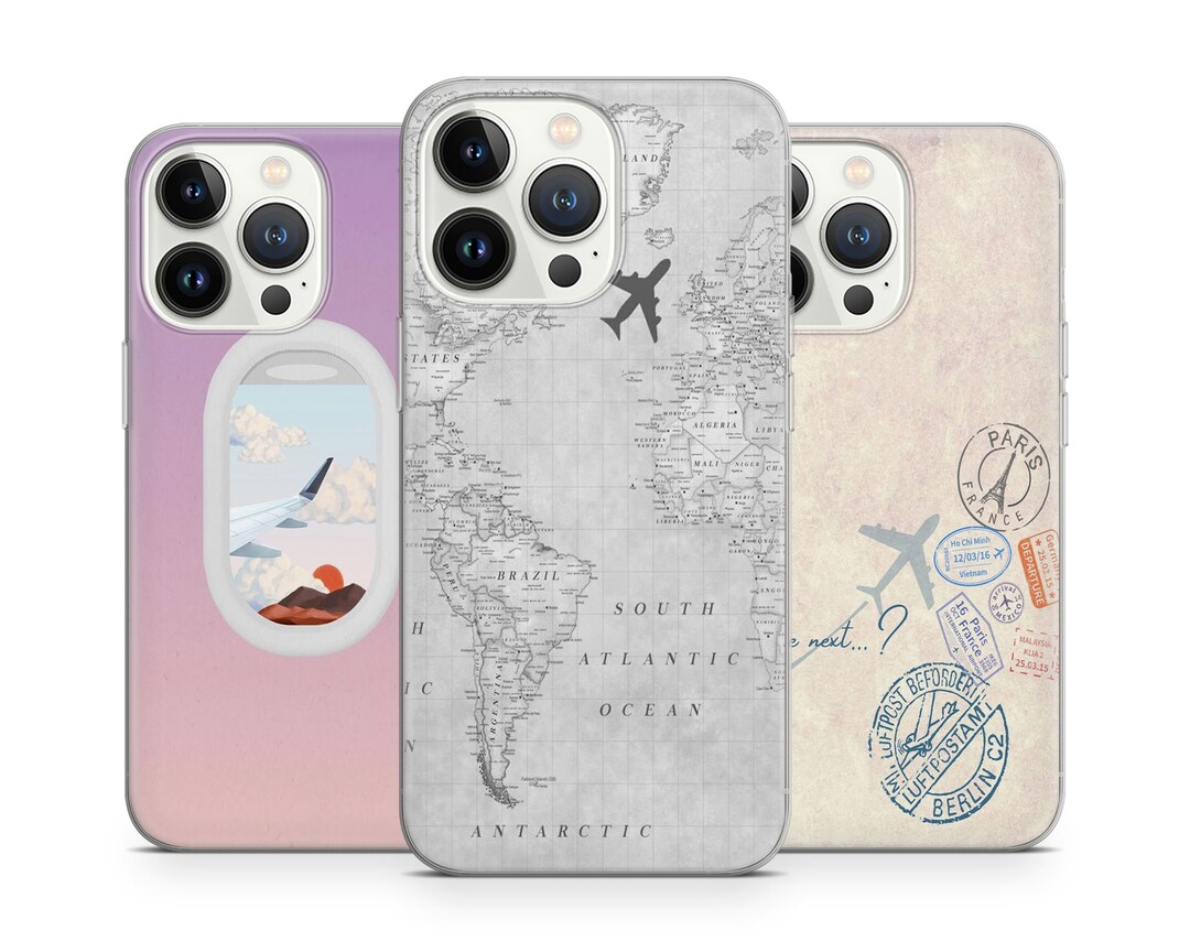 Airplane Pilot Phone Case Fly Plane Travel Map Cover for iPhone 15 Plus ...