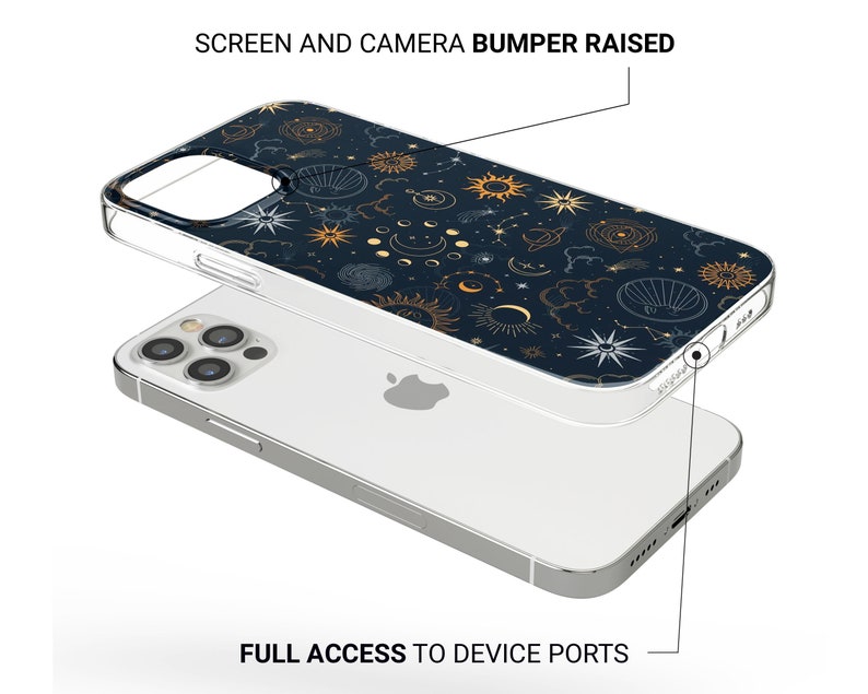 Stars Aesthetic Night Phone Case Night Sky Sun Moon for iPhone - Etsy
