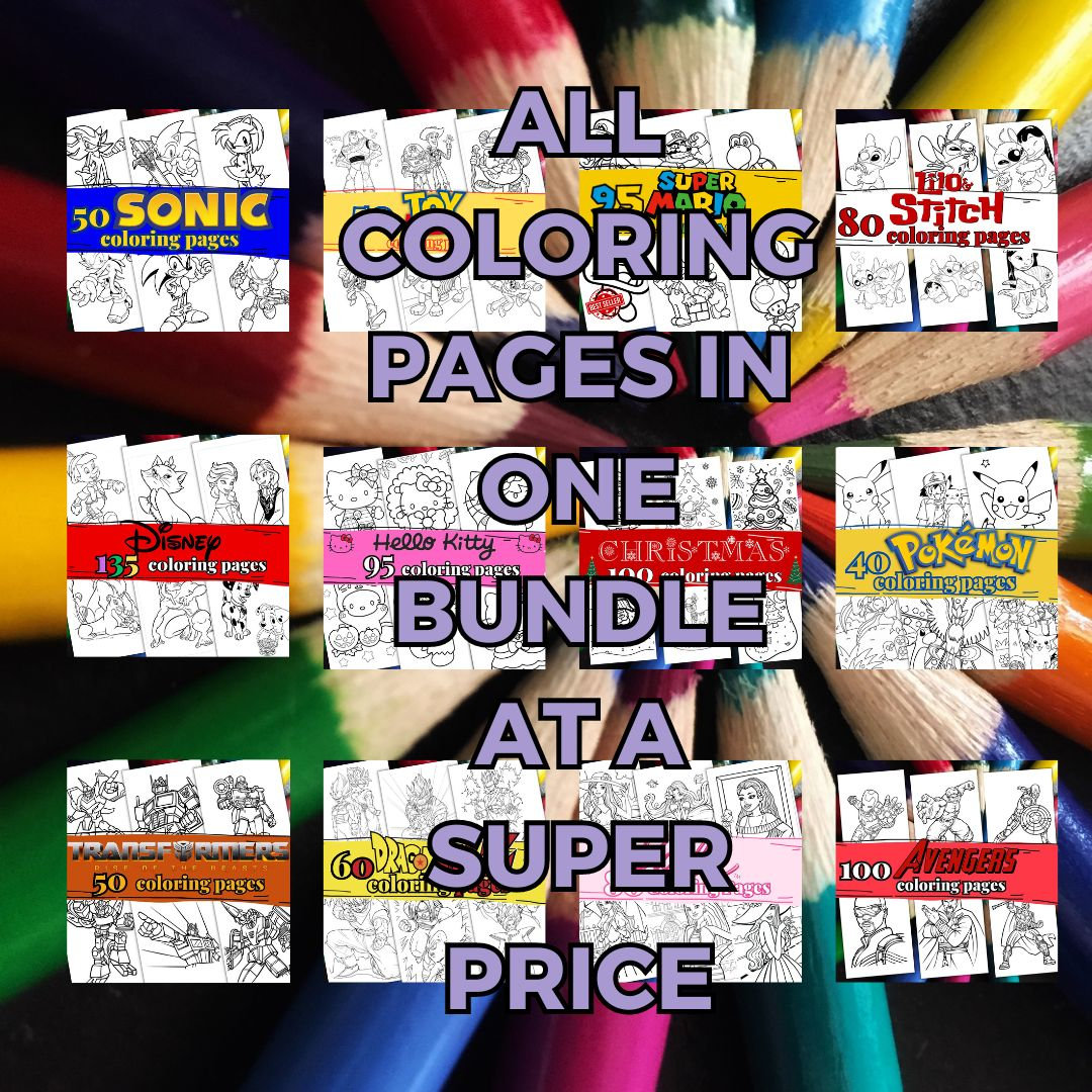 1200 Whole Shop Bundle Coloring Pages, Adults Coloring Book, Grayscale ...