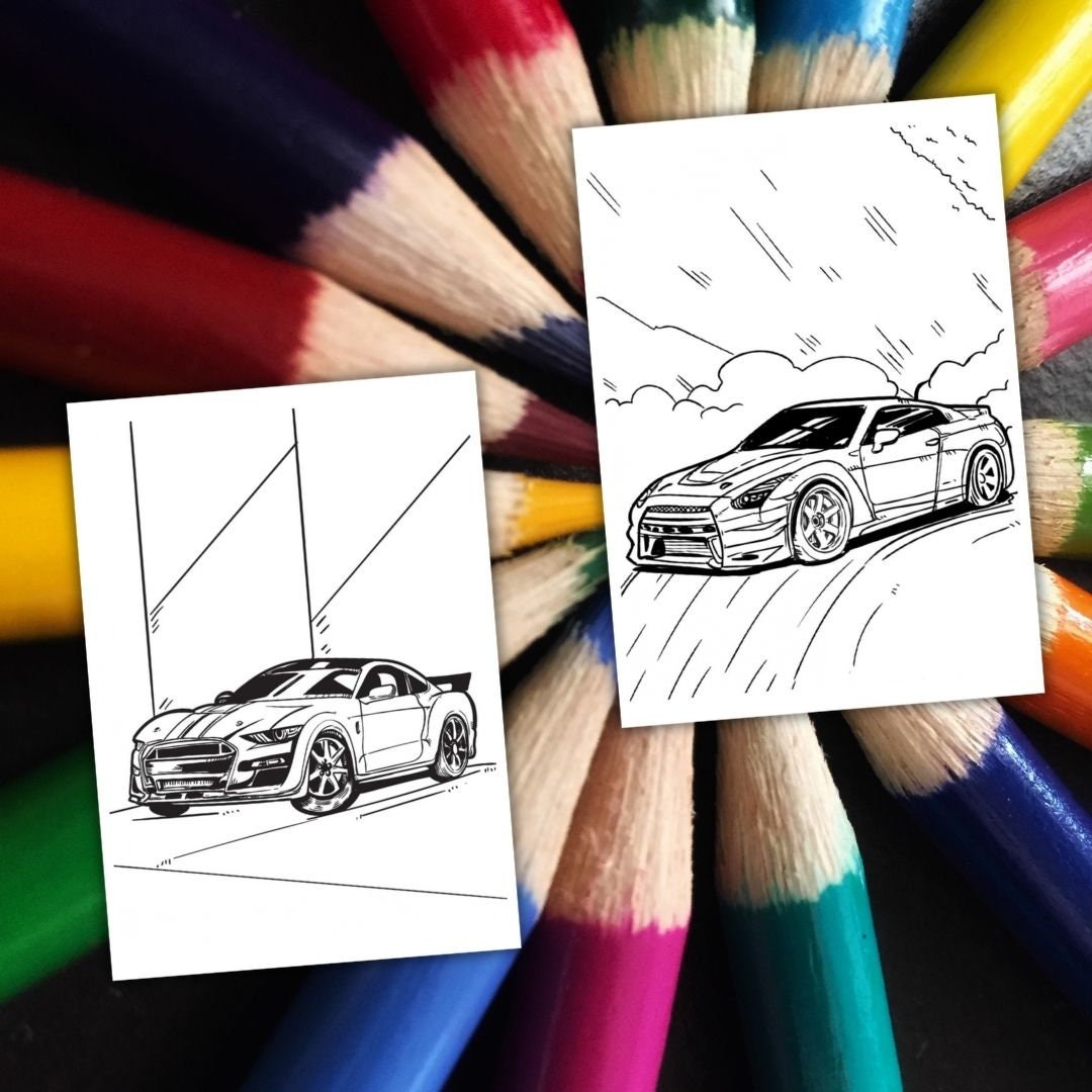 55 CAR Coloring Pages. Cartoon Coloring Book for Kids. Printable ...