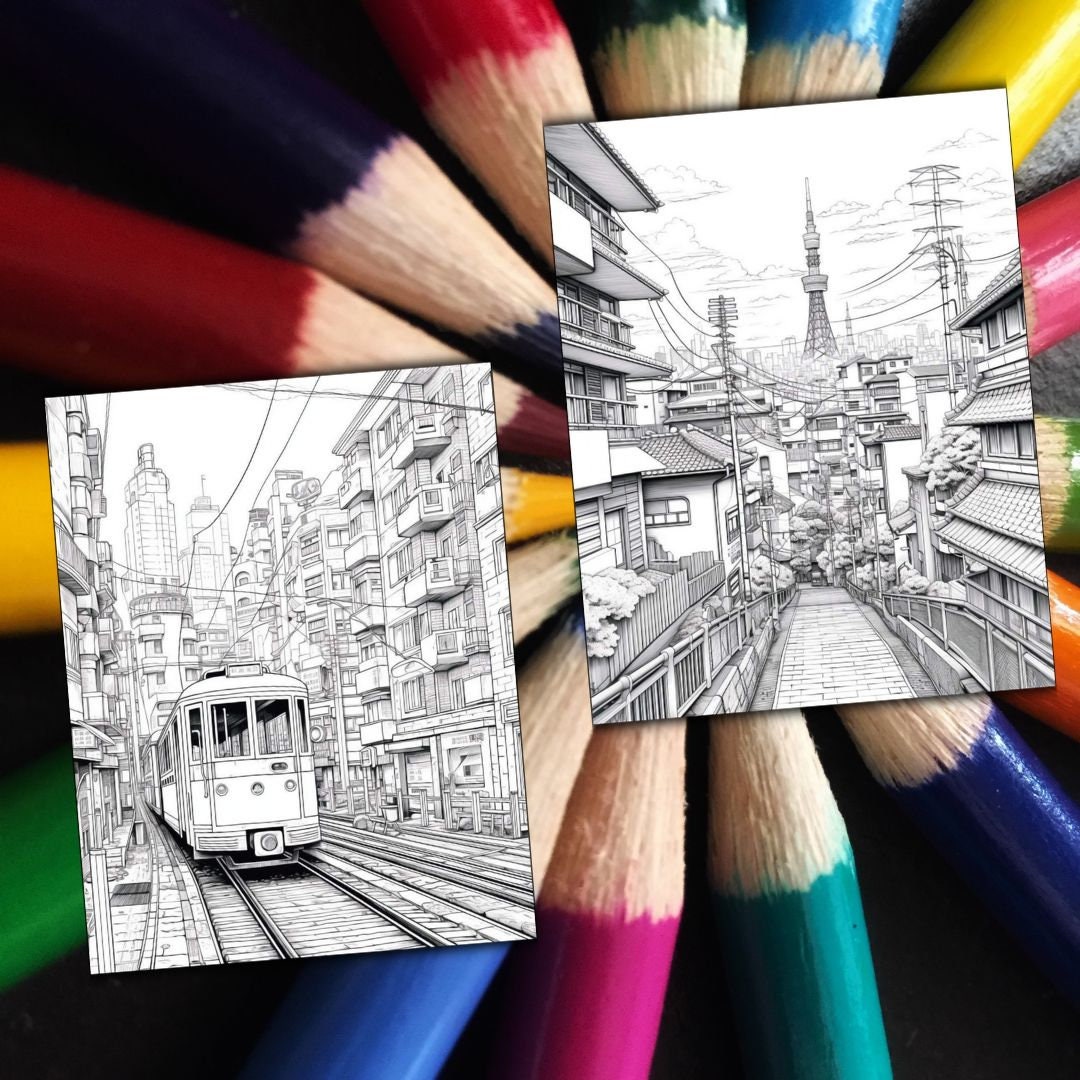 50 TOKYO Coloring Pages. Japan Coloring Book for Kids. Printable ...