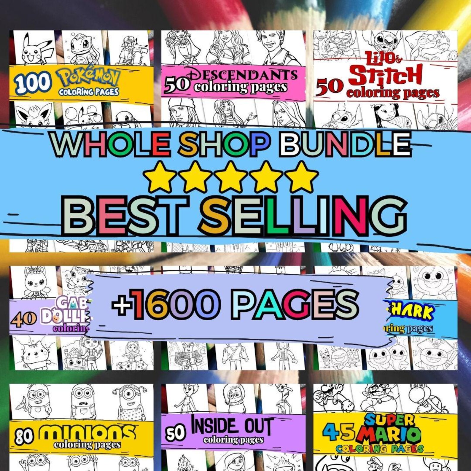 1200+ Whole Shop Bundle Coloring Pages, Adults Coloring Book, Grayscale ...