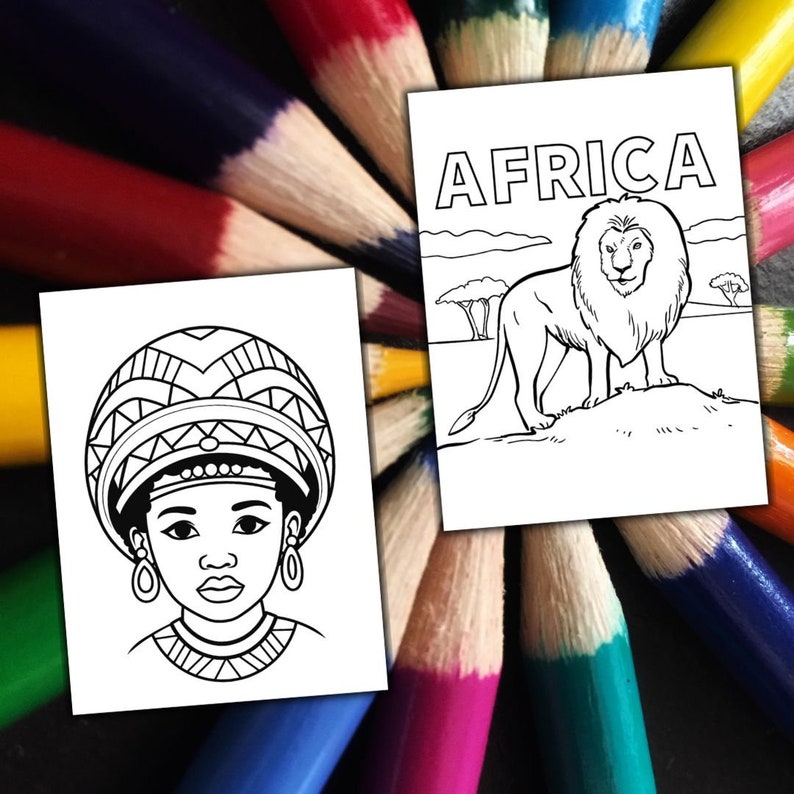 30 AFRICA Coloring Pages. Cartoon Coloring Book for Kids. Printable ...