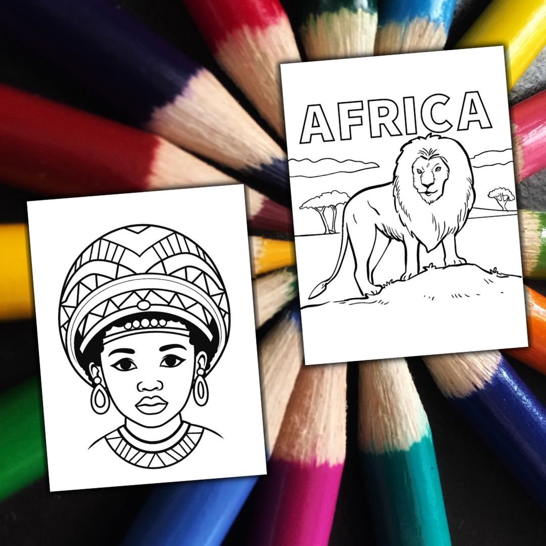 30 AFRICA Coloring Pages. Cartoon Coloring Book for Kids. Printable ...