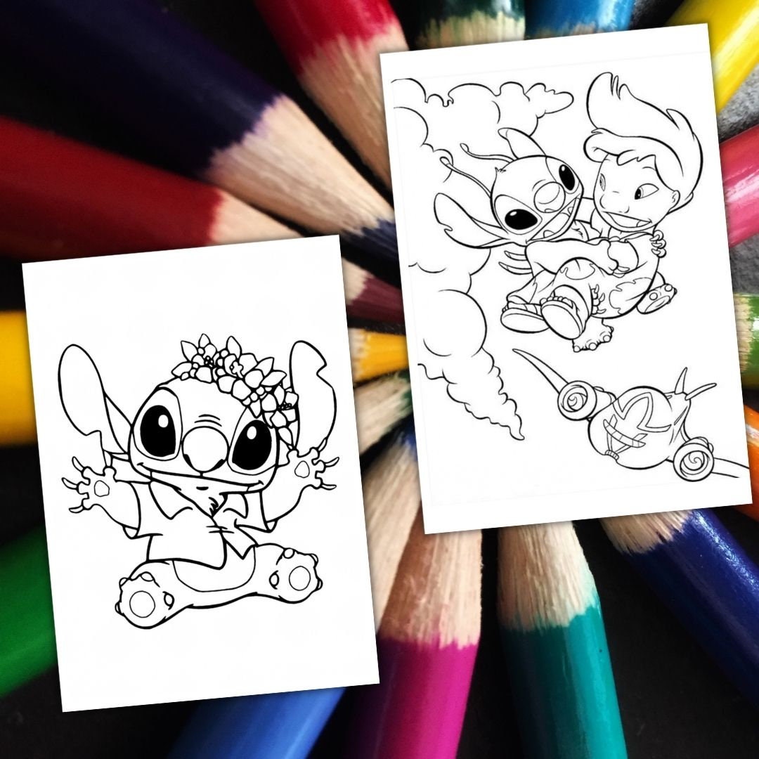80 Lilo&stich Coloring Pages. Cartoon Coloring Book for Kids. Printable ...