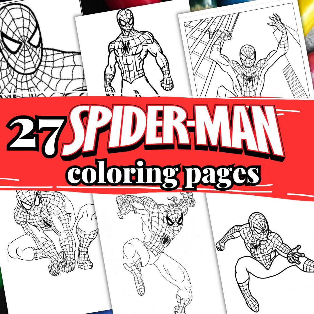 27 SPIDERMAN Coloring Pages, A4 Format Coloring Book for Kids, Kid ...