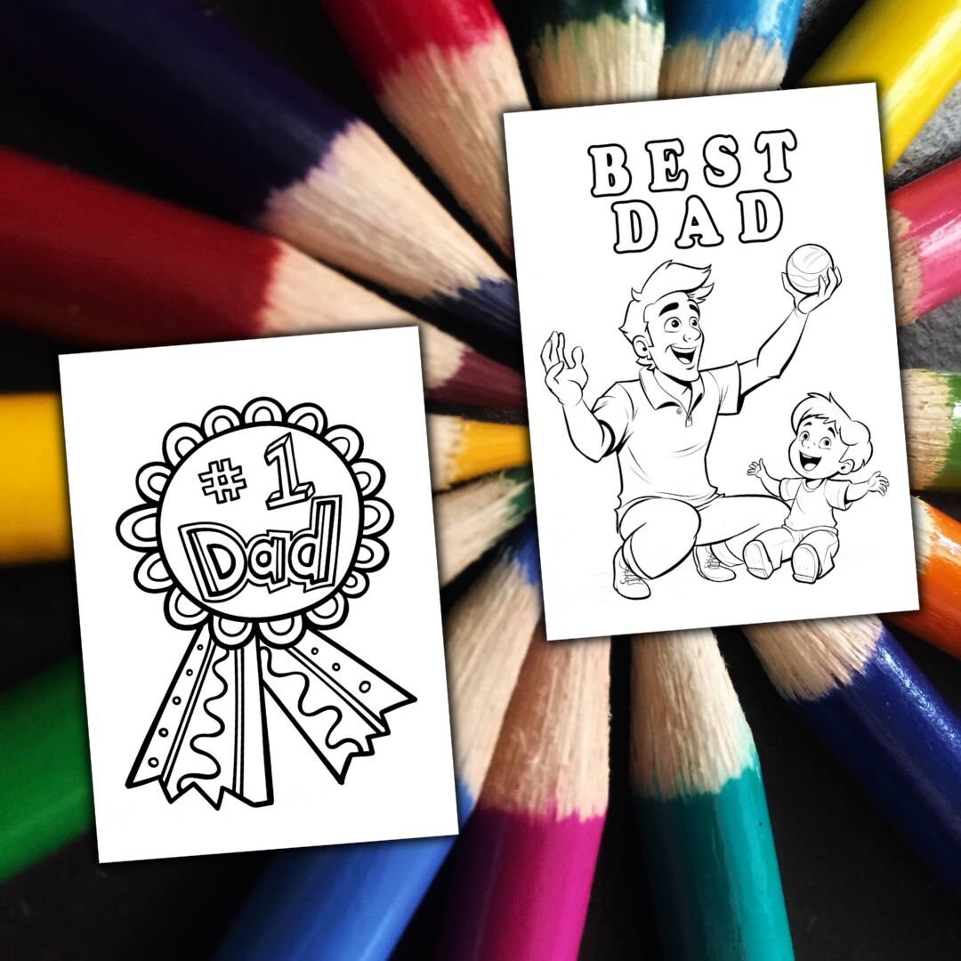 30 FATHER'S DAY Coloring Pages. Cartoon Coloring Book for Kids ...