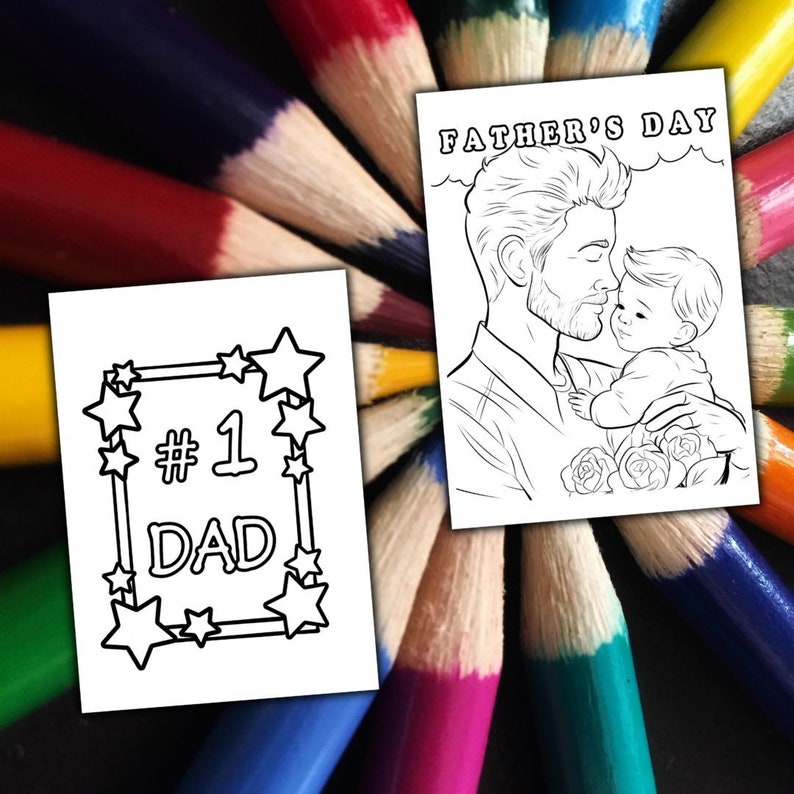 30 FATHER'S DAY Coloring Pages. Cartoon Coloring Book for Kids ...