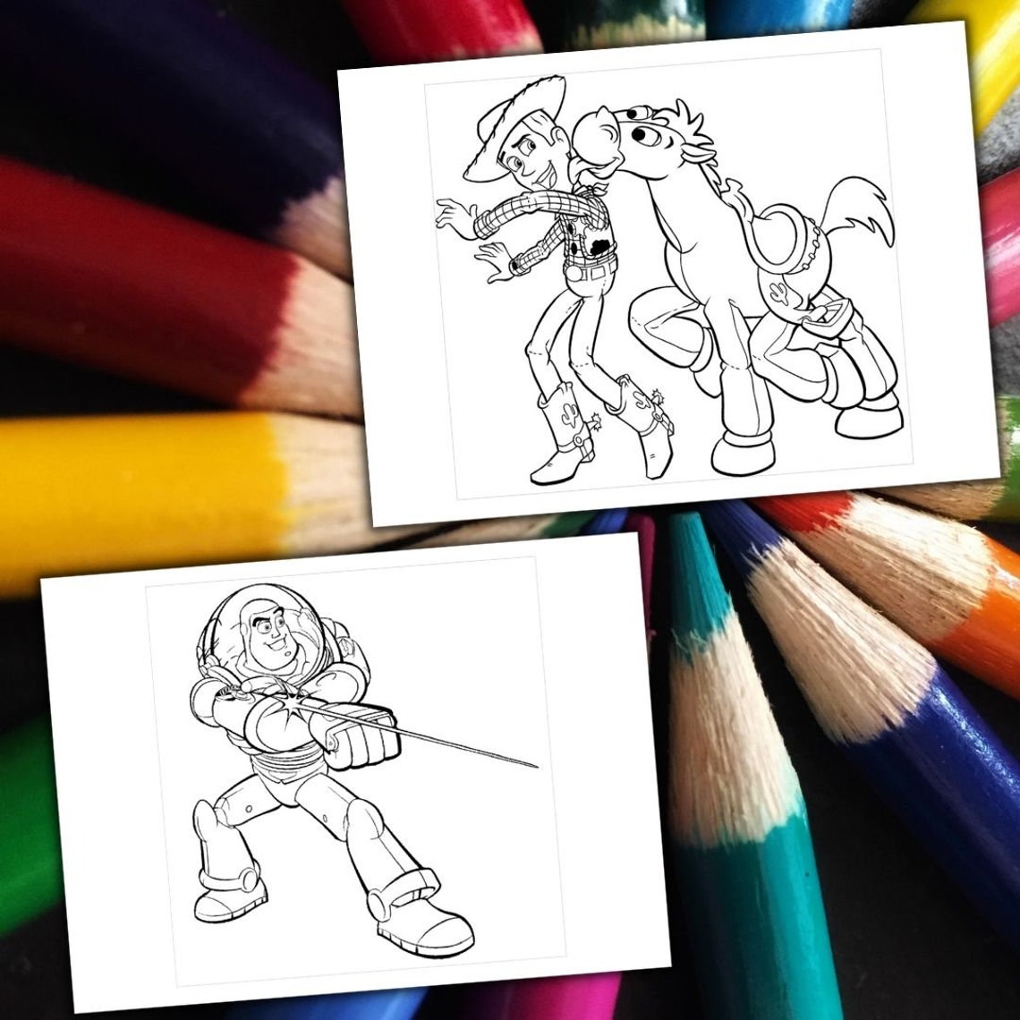 50 Toy Story Coloring Pages, A4 Format Coloring Book for Kids, Kid ...