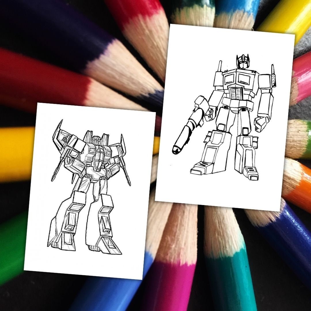 50 TRANSFORMERS Coloring Pages, A4 Format Coloring Book for Kids, Kid ...