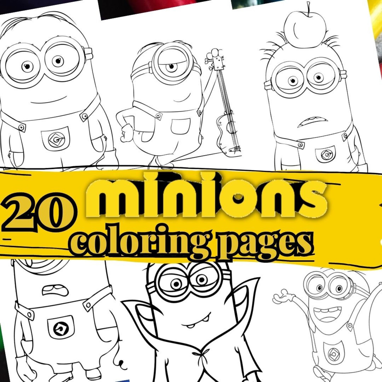 20 MINIONS Coloring Pages, A4 Format Coloring Book for Kids, Kid ...
