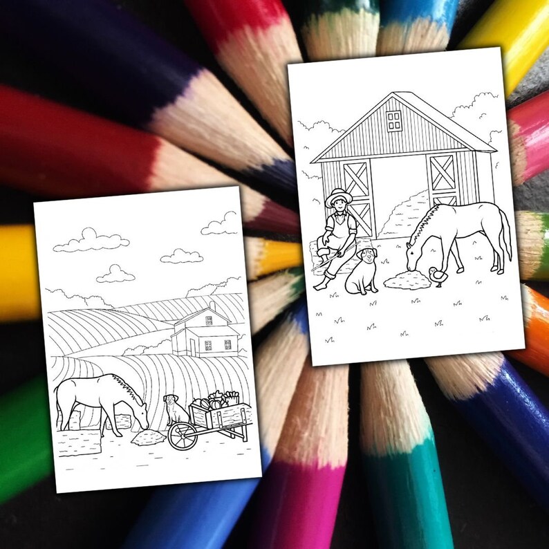 40 FARM Coloring Pages. FARM Coloring Book for Kids. Printable Coloring ...
