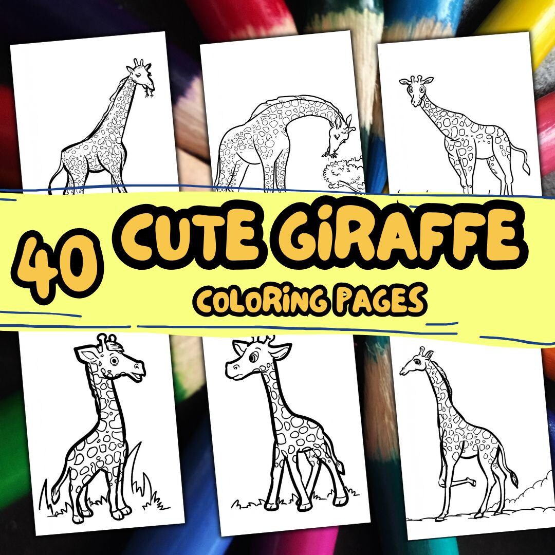 40 Cute Giraffe Coloring Page Safari Animals Coloring Sheets Instant ...