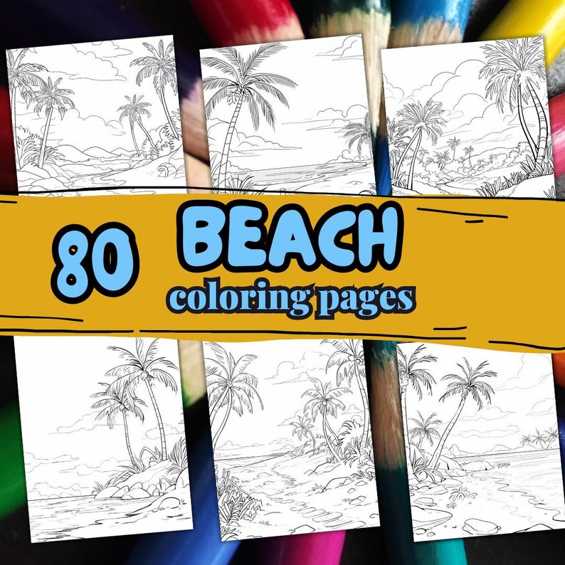 80 SUMMER BEACH Coloring Pages. Tropical Coloring Book for Kids ...