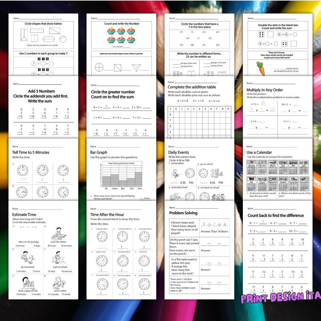 120 Math Book Coloring Page, Printable Toddler Worksheets Instant ...