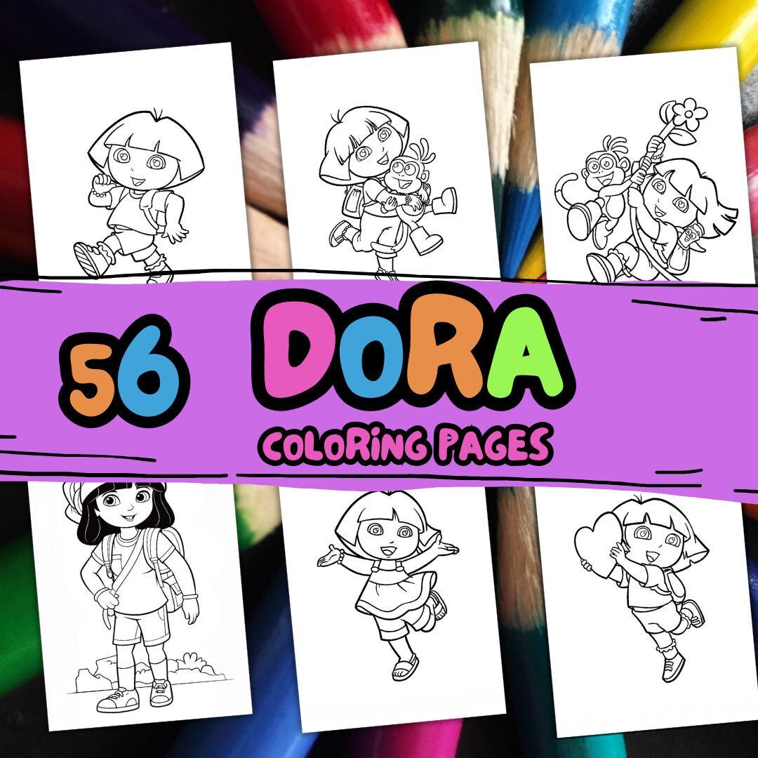 56 Dora Coloring Page, Kids Cartoon Characters Coloring Sheets Instant ...